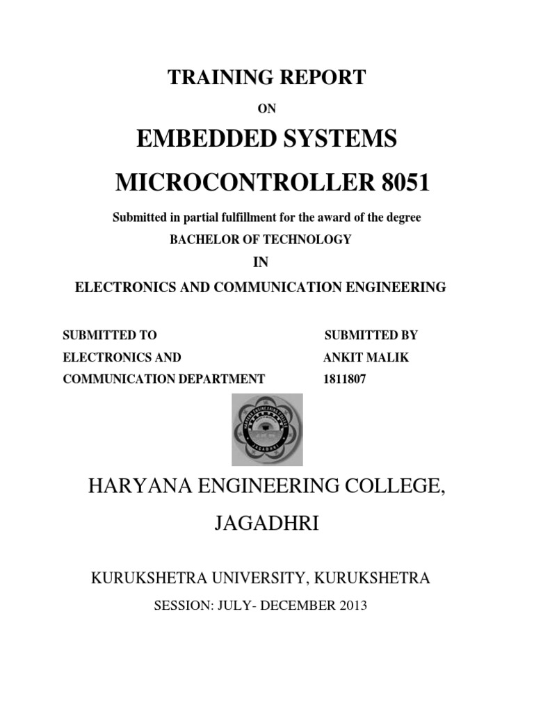 Embedded Systems Microcontroller 8051: Training Report | PDF