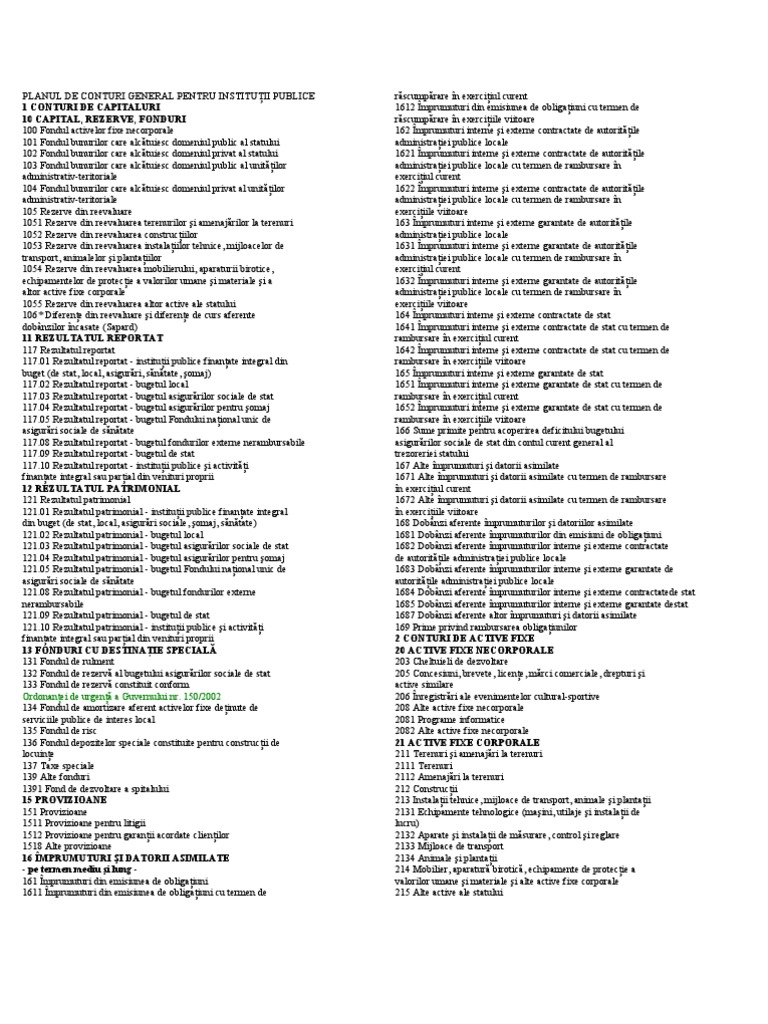 Plan de Conturi Institutii Publice | PDF