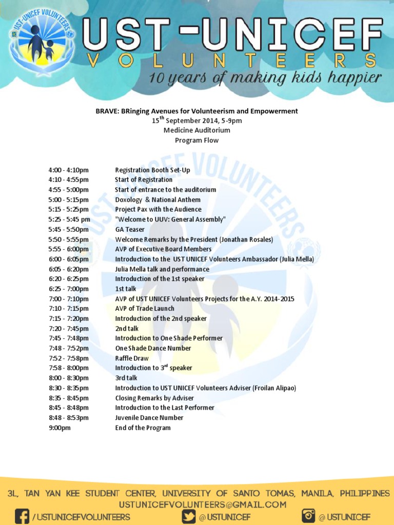 Ust Unicef General Assembly Program Flow | PDF