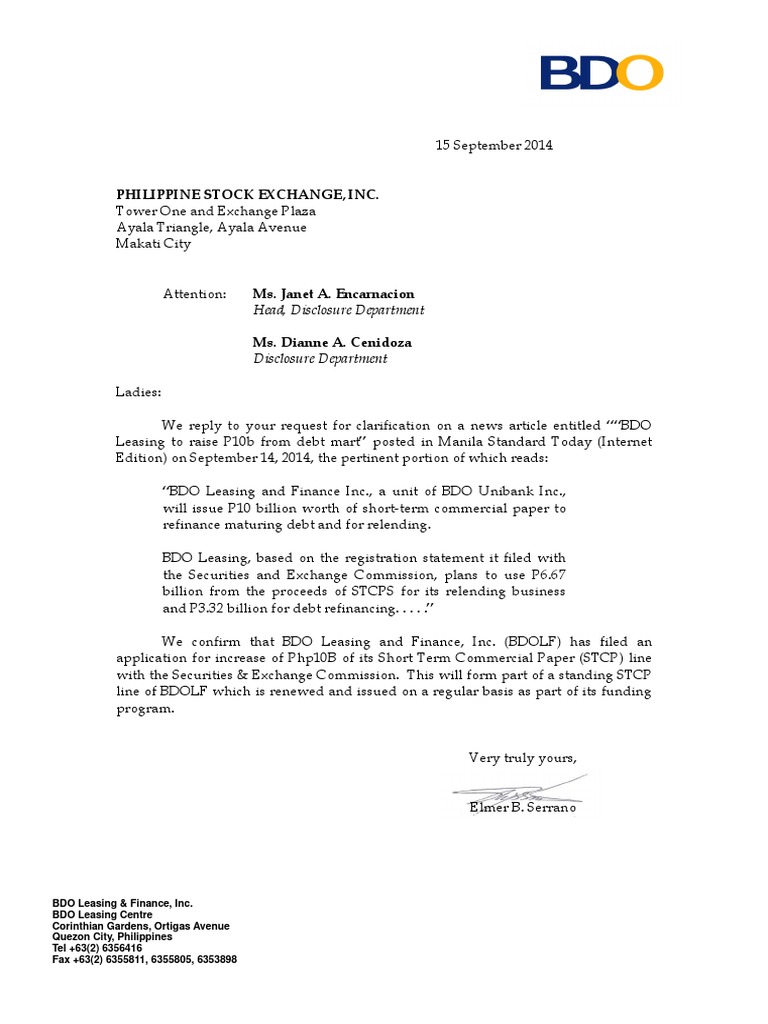BDO Leasing Plans P10B Debt Refinancing | PDF | Business | Finance ...