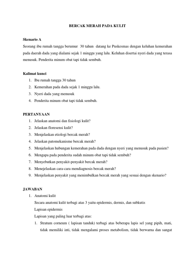 Penyebab dan Diagnosis Bercak Merah Kulit | PDF