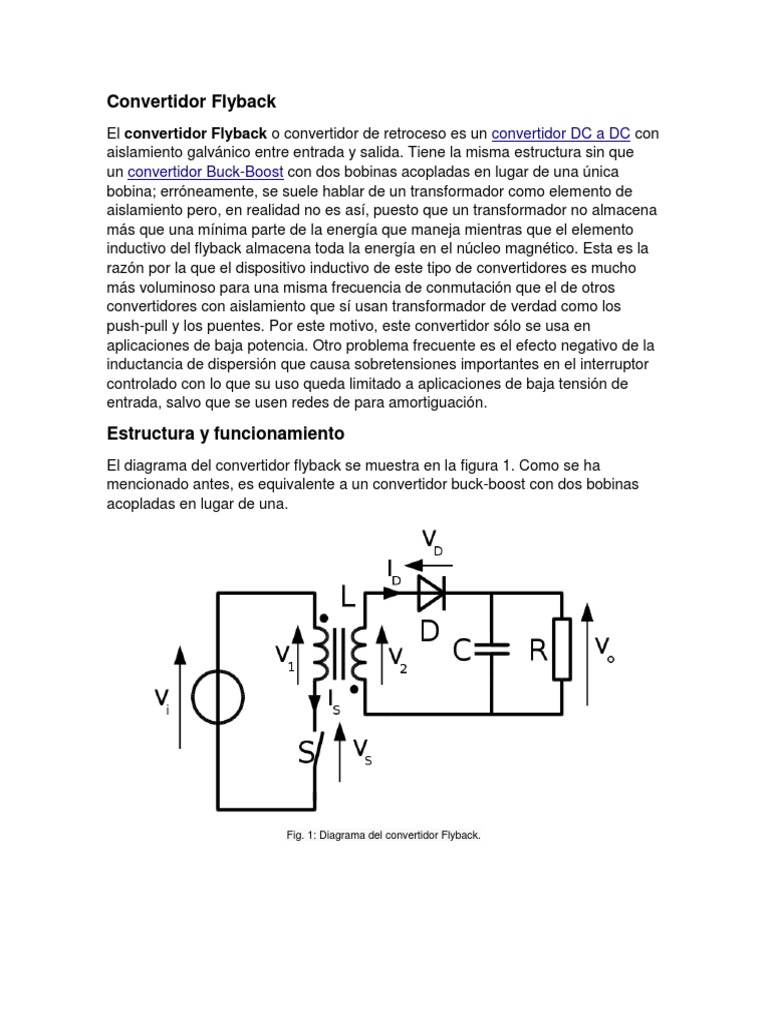 Convertidor Flyback: Guía Técnica | PDF | Transformador | Inductor