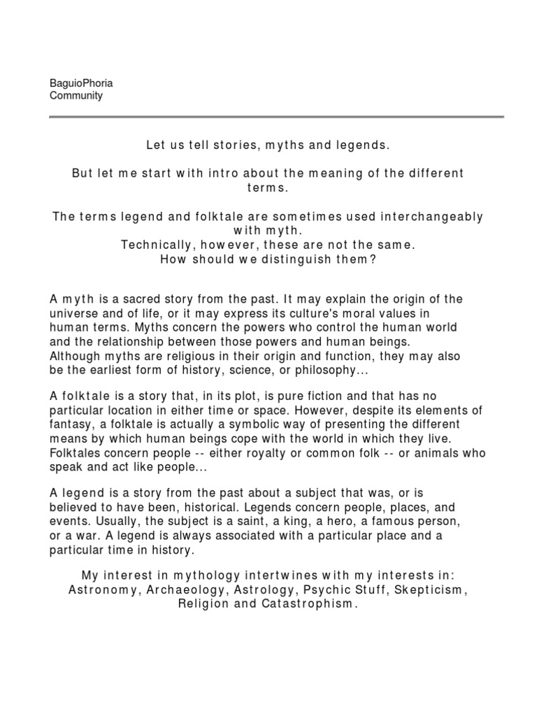 Myths Folktales and Legends | PDF | Mythology | Beowulf