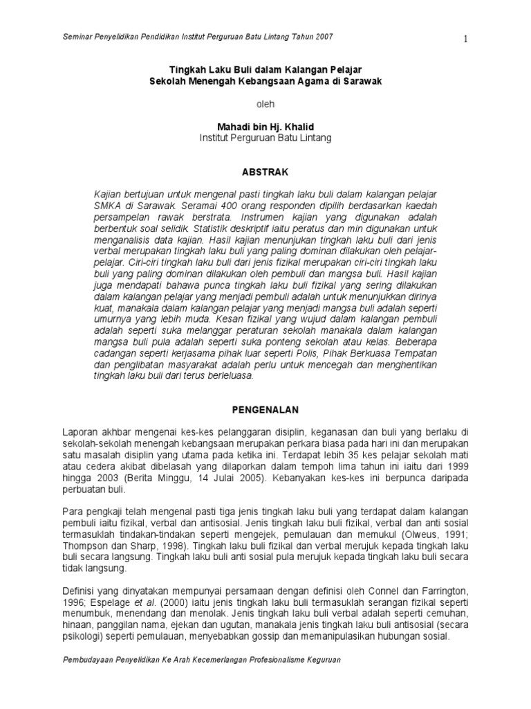Jurnal Buli | PDF | Ilmu Sosial | Pengembangan Diri