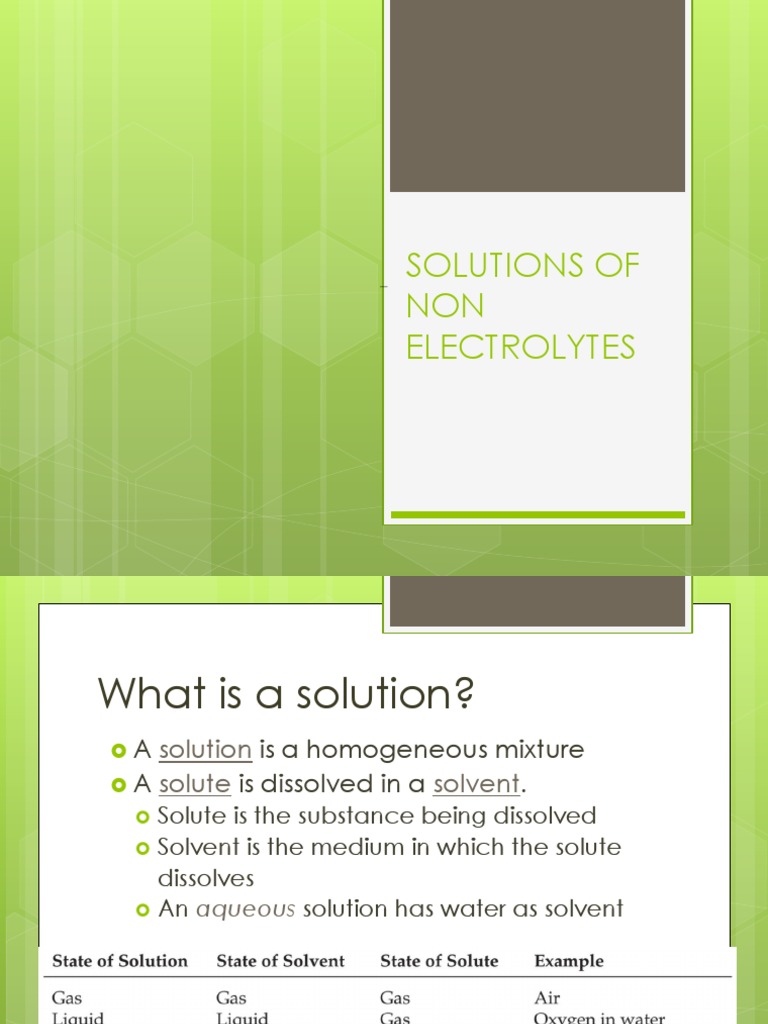 Understanding Non-Electrolyte Solutions | PDF | Solution | Osmosis