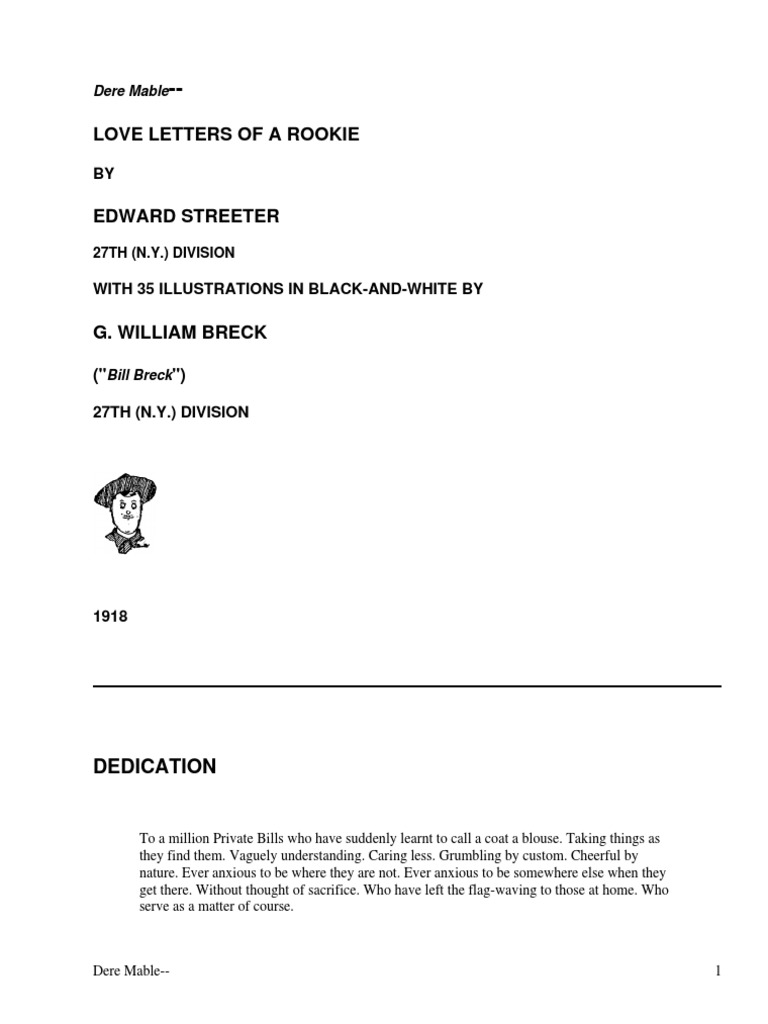 Dere Mable Love Letters of A Rookie by Streeter, Edward, 1891-1976 ...
