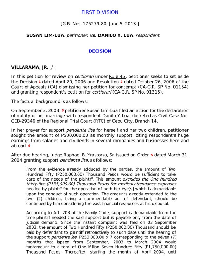 Lim-Lua Vs Lua | PDF | Child Custody | Child Support