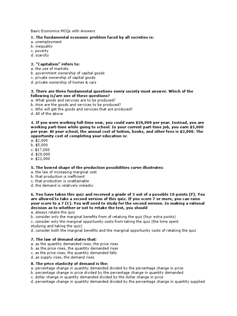 Economics Questions | PDF | Demand | Economic Equilibrium