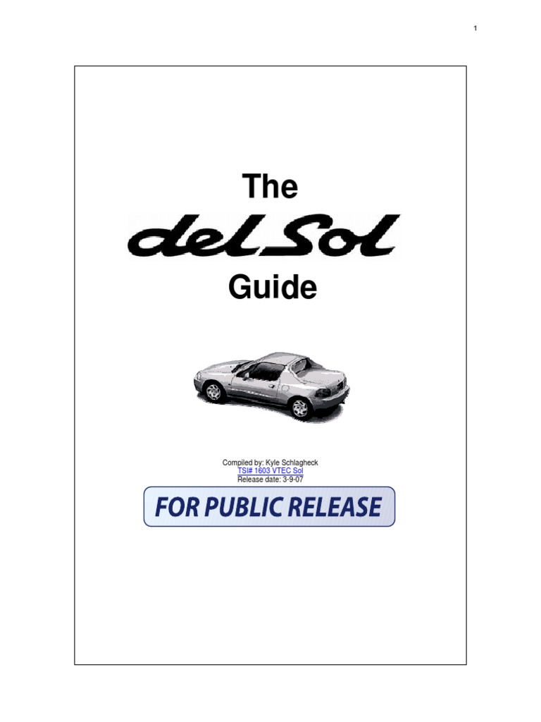 Del Sol Guide and Specifiations | PDF | Automobile Layouts | Car