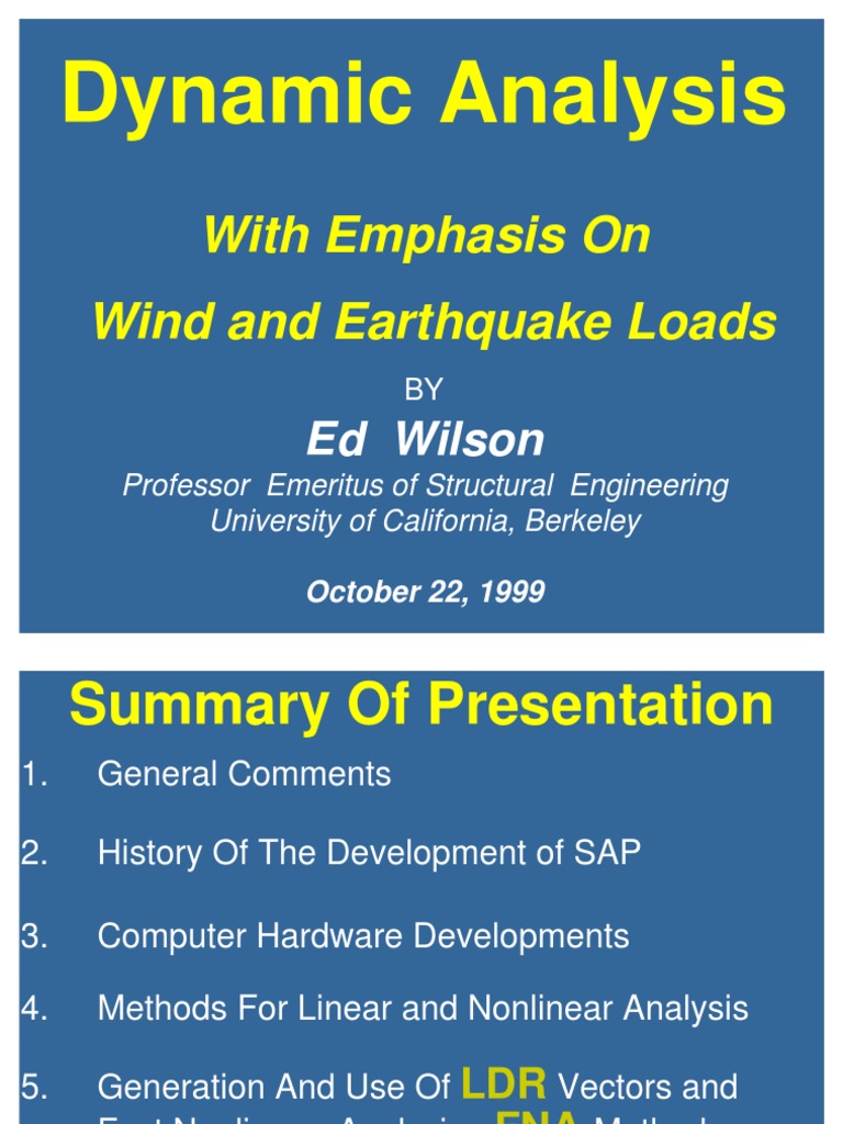 Dynamic Analysis of Structures by Wilson | PDF | Technology & Engineering