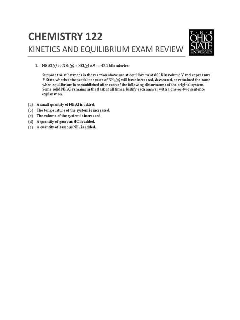 Kinetics and Equilibrium Exam Review | PDF | Chemical Equilibrium ...