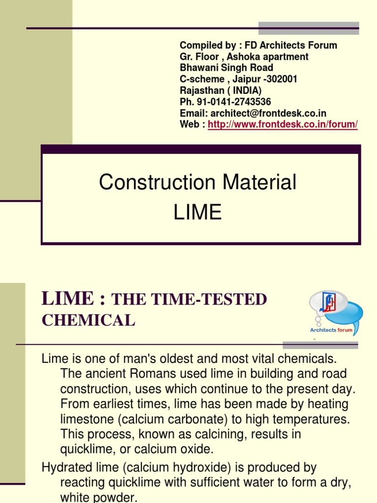 Construction Material LIME | Manmade Materials | Chemistry