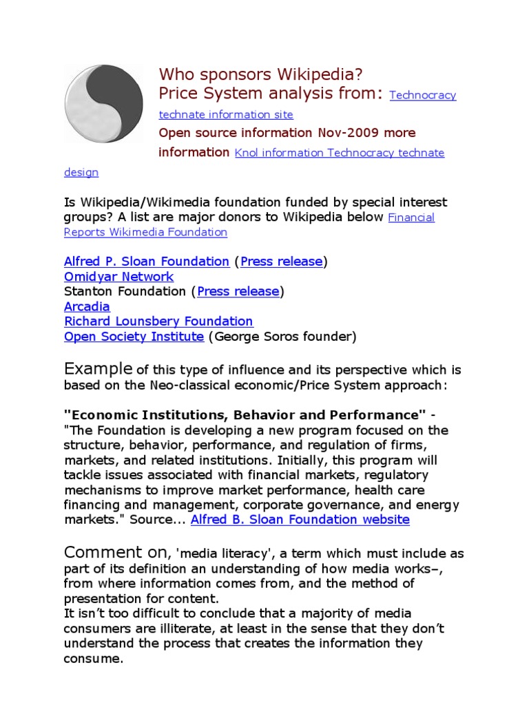 Who Controls Wikipedia? Price System Analysis | PDF | Wikipedia | Economics