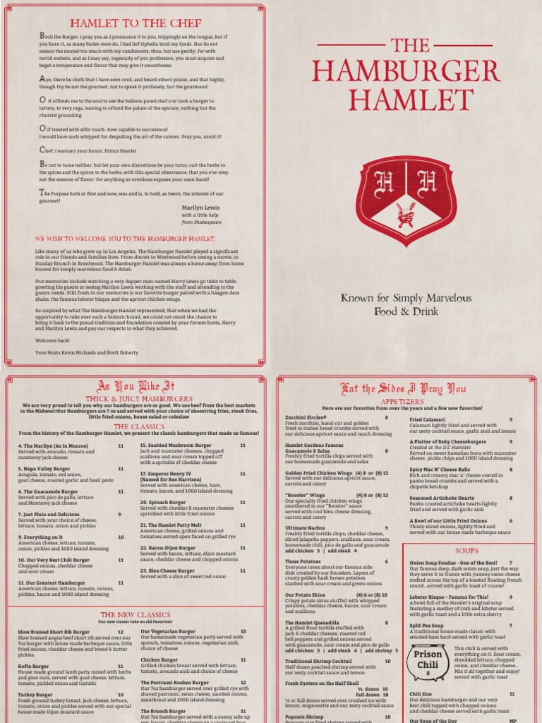 The Hamburger Hamlet Menu | Salad | Hamburgers