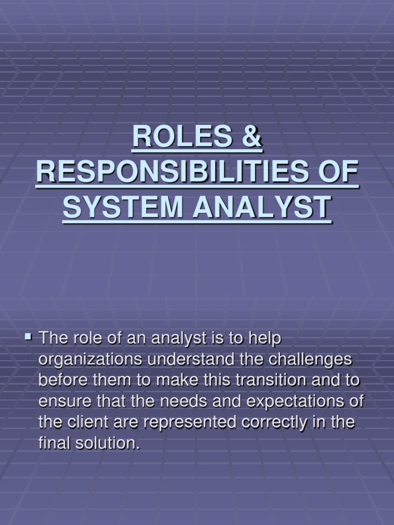 Roles & Responsibilities of System Analyst | PDF | Intelligence ...