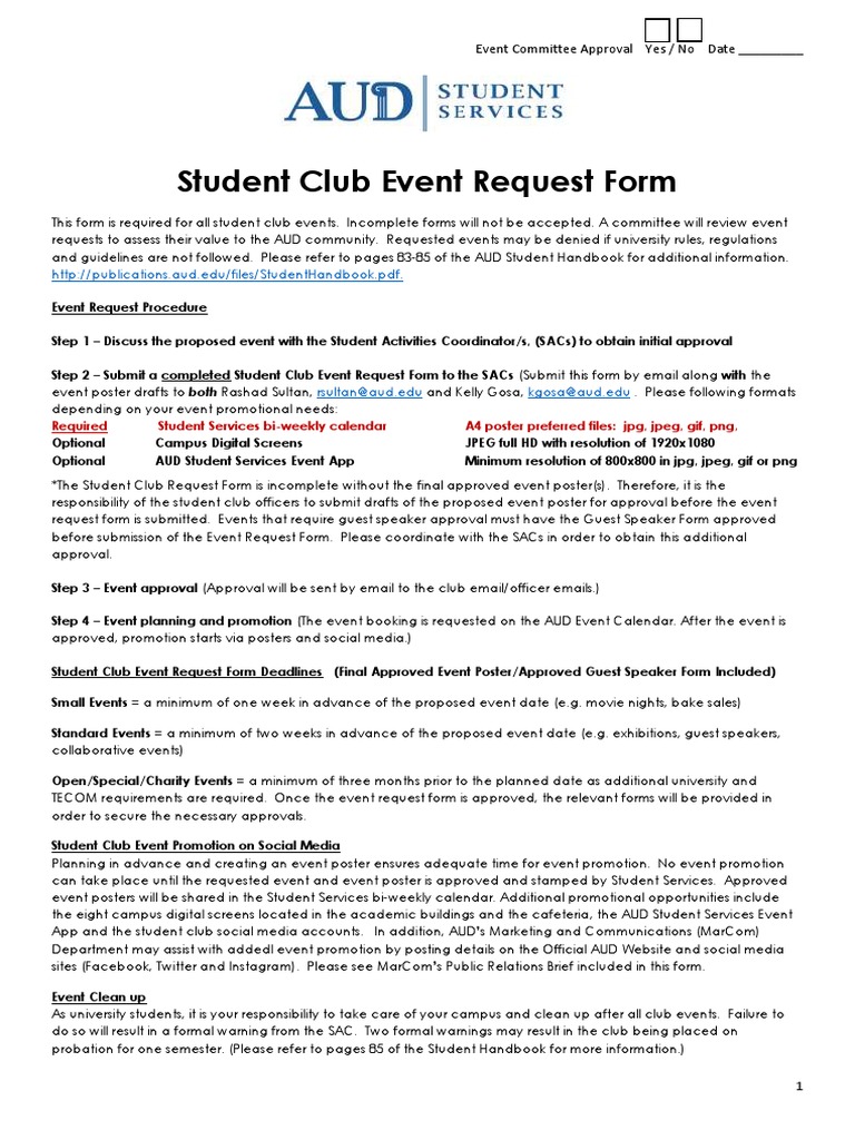 Student Club Event Request Form PDF | PDF | Marketing Communications ...