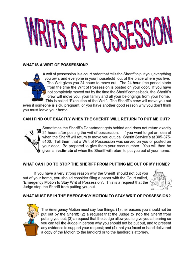 Writs of Possession | PDF | Law Clerk | Writ