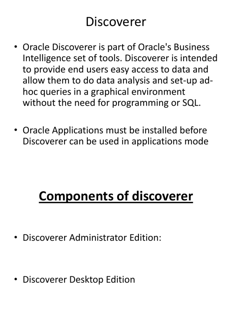 Oracle Discoverer Guide | PDF | Oracle Database | Databases
