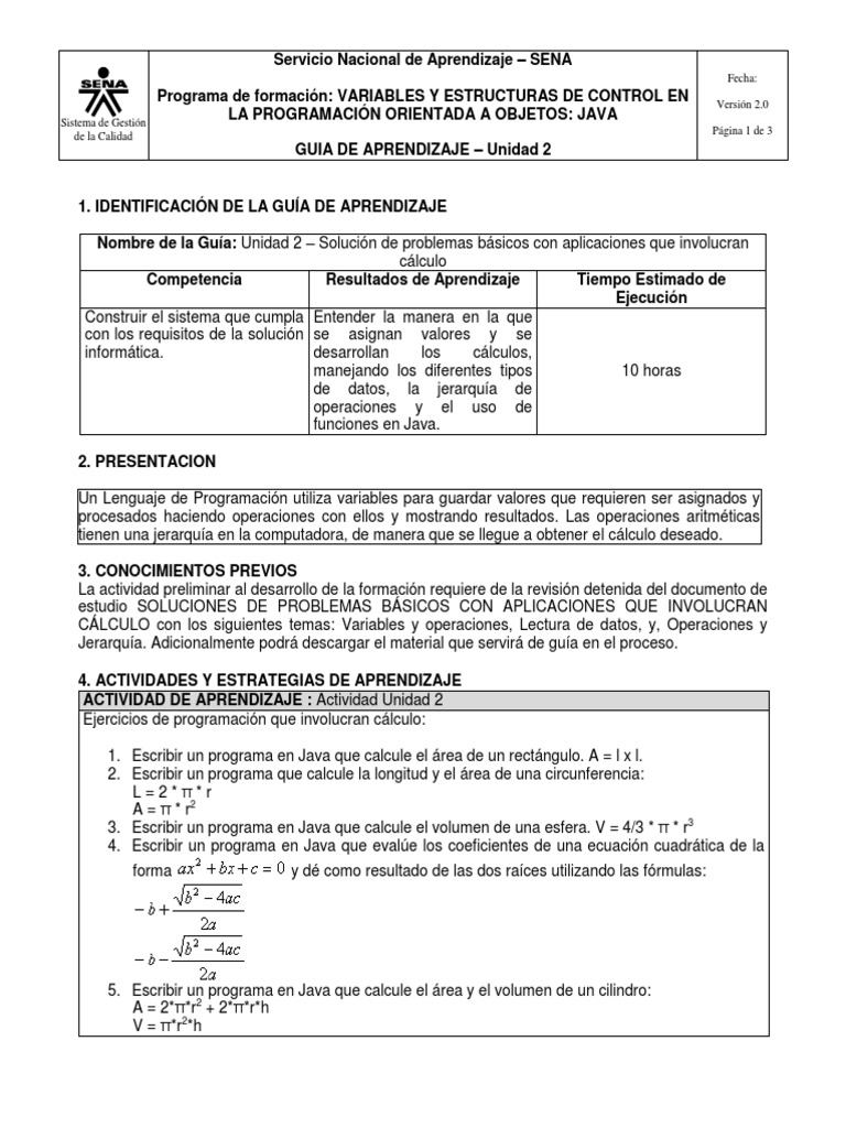 Guia de Aprendizaje 2 - Solución de Problemas Básicos PDF | PDF ...