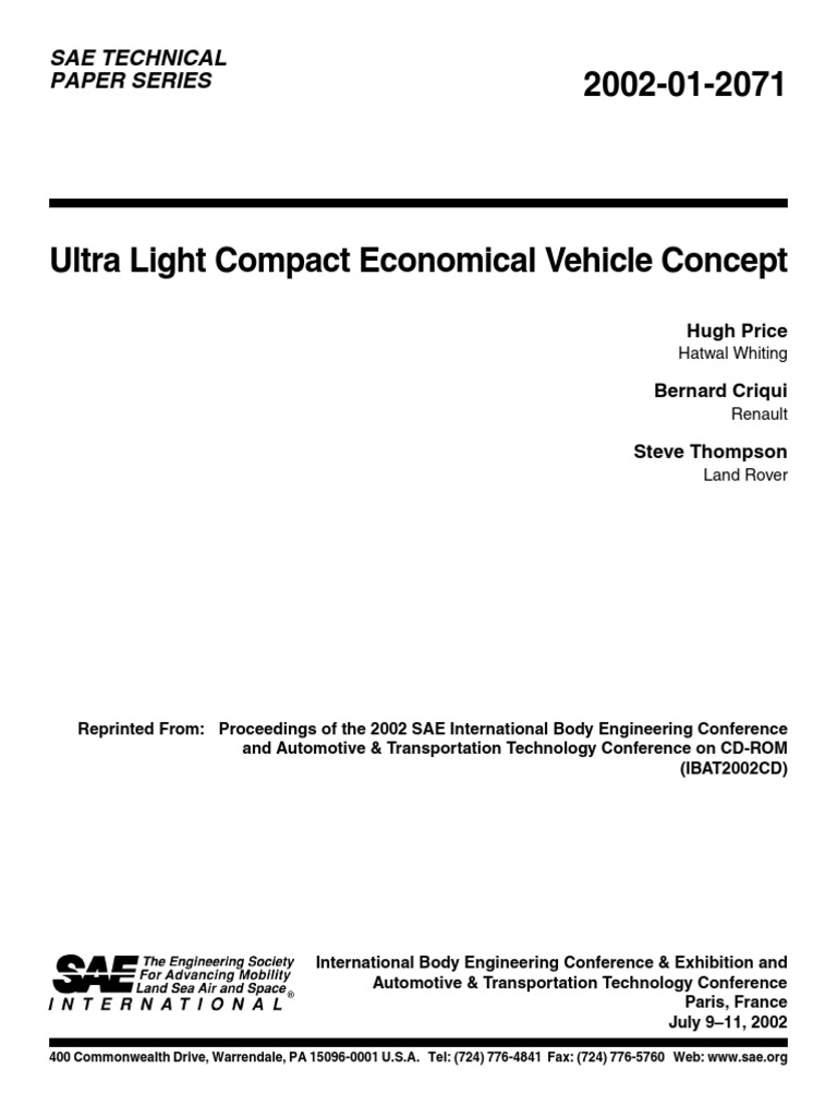 SAE Paper 2002-01-2071 | PDF | Suspension (Vehicle) | Car