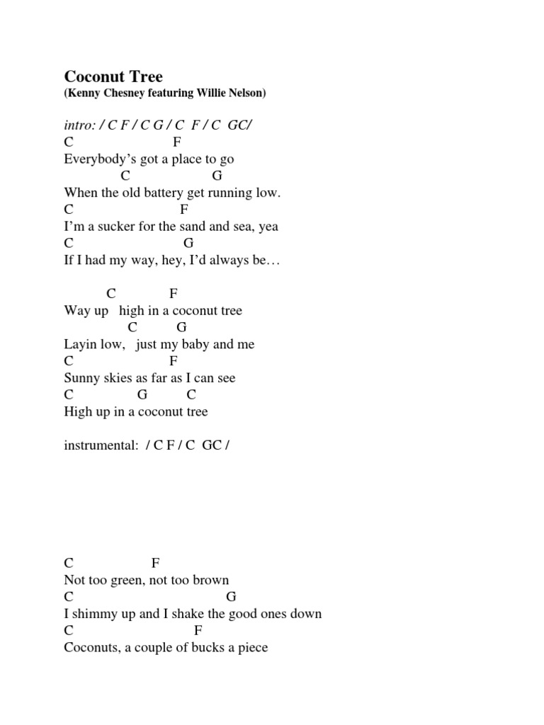 Coconut Tree Lyrics and Chords | PDF
