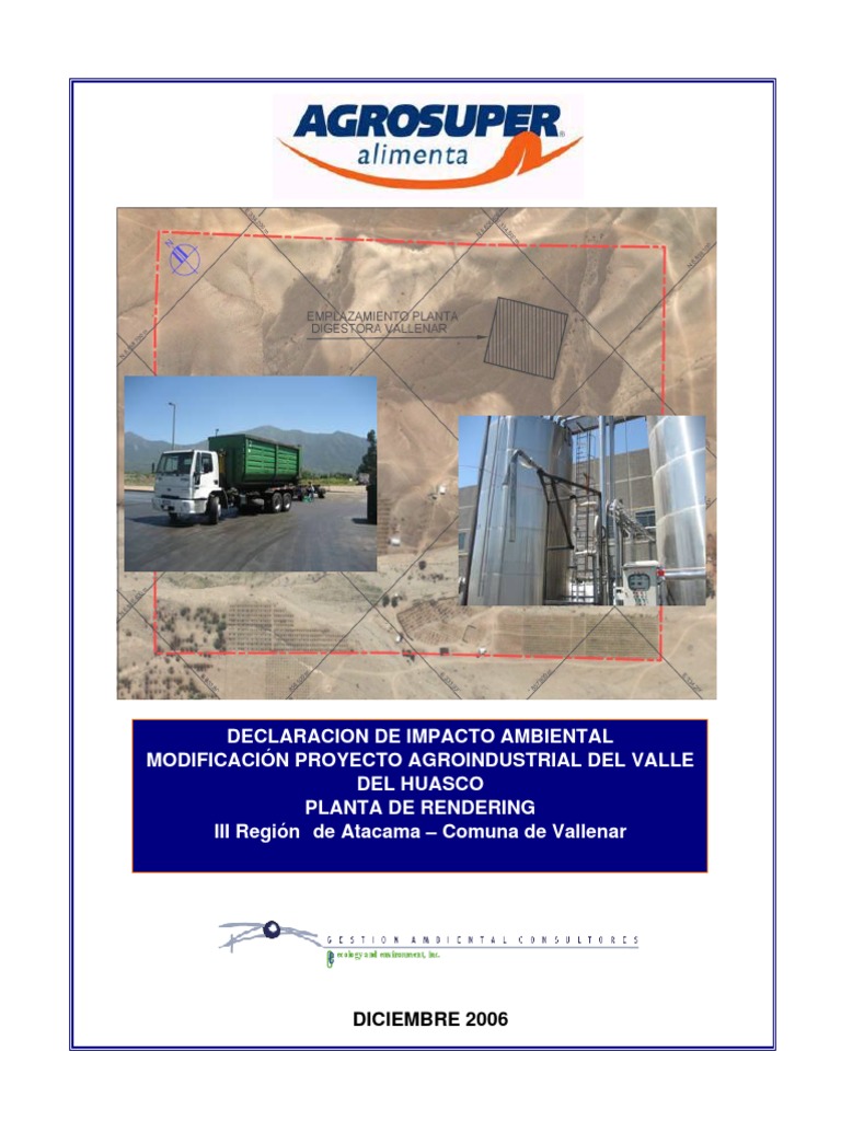 DIA Planta de Rendering Agrosuper PDF | PDF | Agronegocios | Residuos