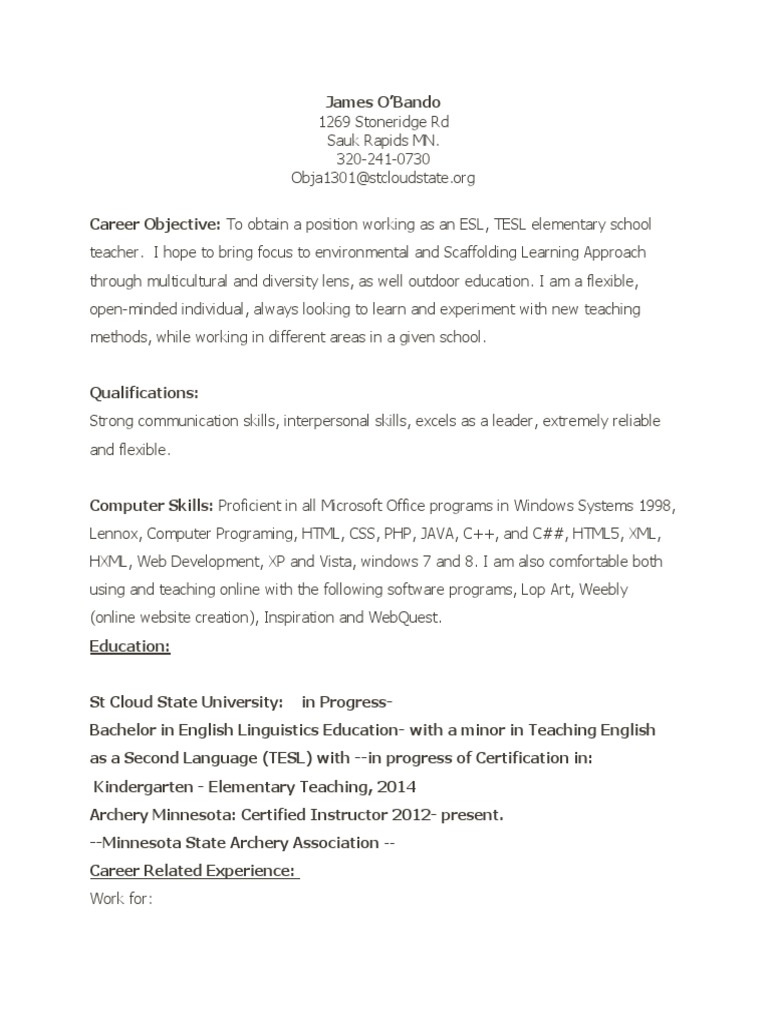 Career Objective | PDF | Special Education | Teachers