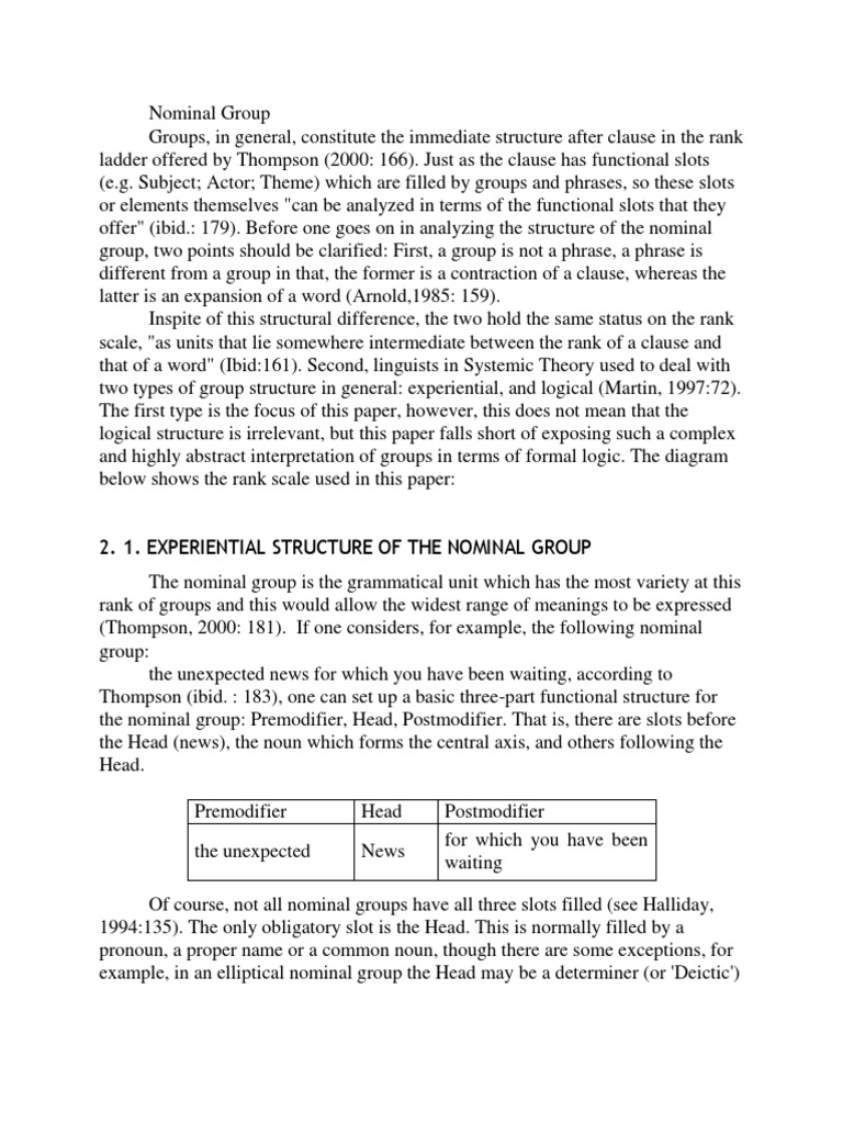Understanding Nominal Groups in Grammar | PDF | Clause | Phrase