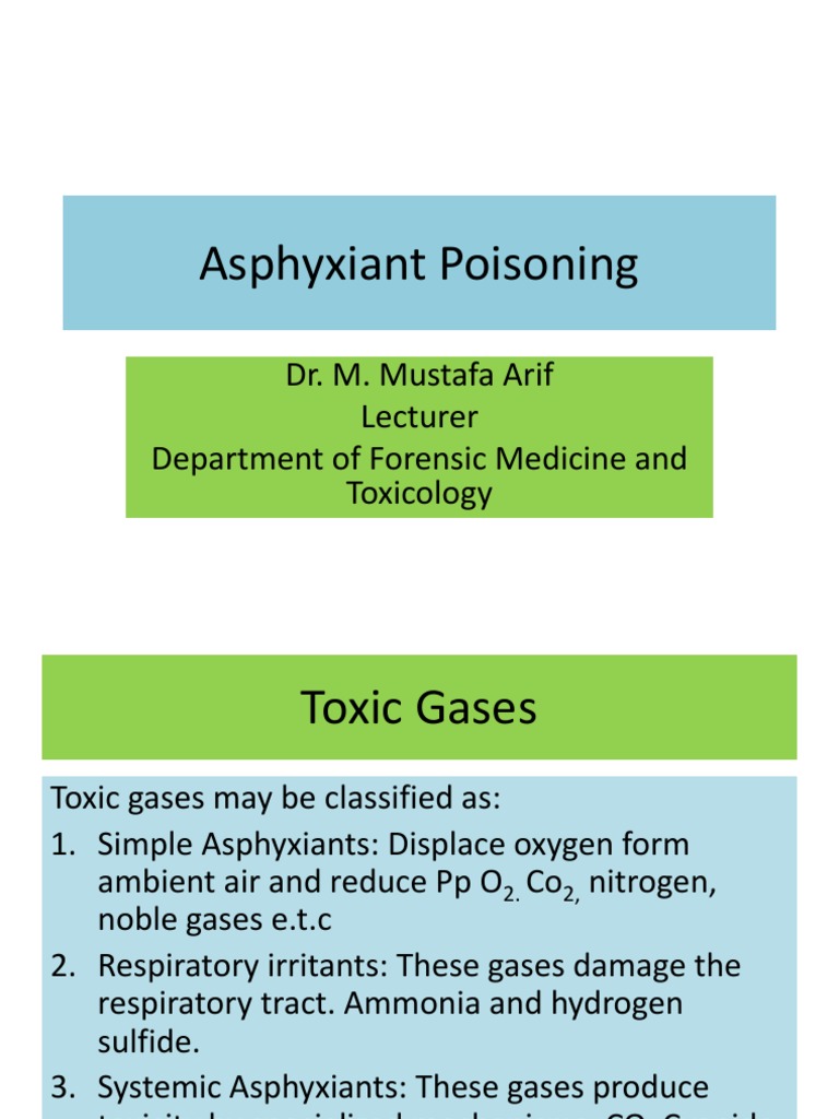 Asphyxiant Poisoning Overview | PDF | Cyanide | Blood