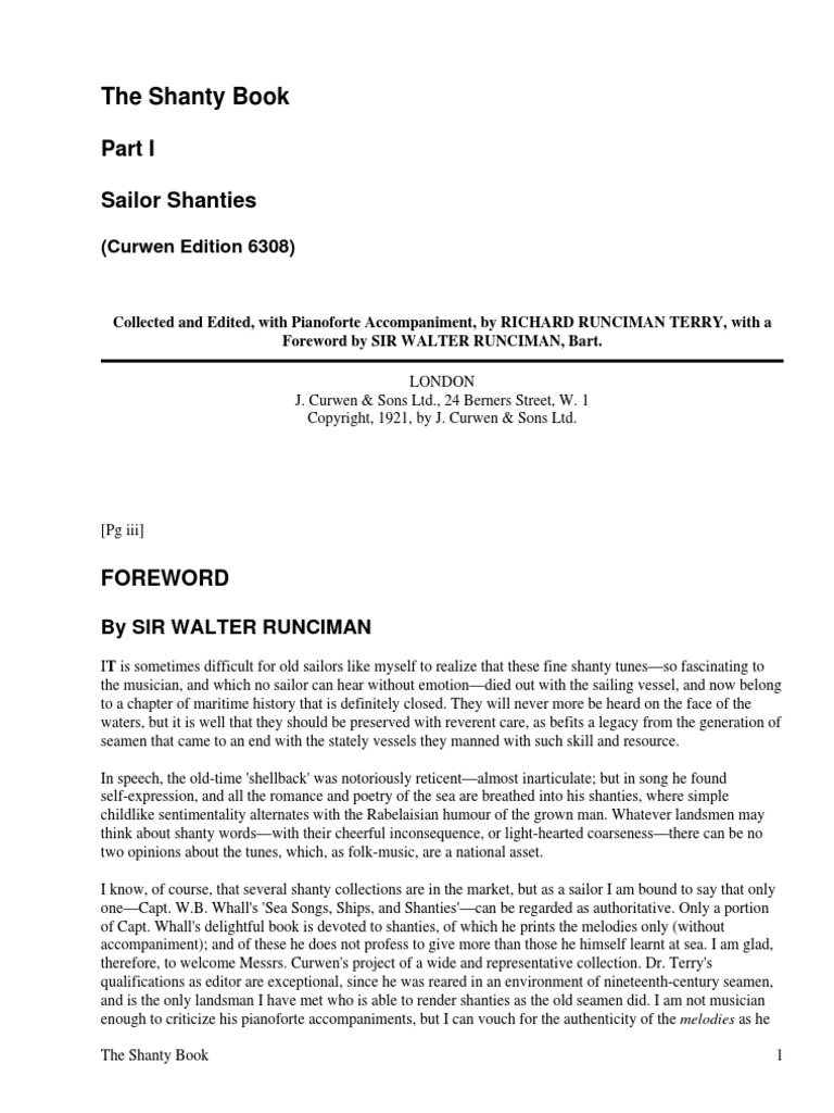 The Shanty Book, Part I, Sailor Shanties | PDF | Entertainment (General ...