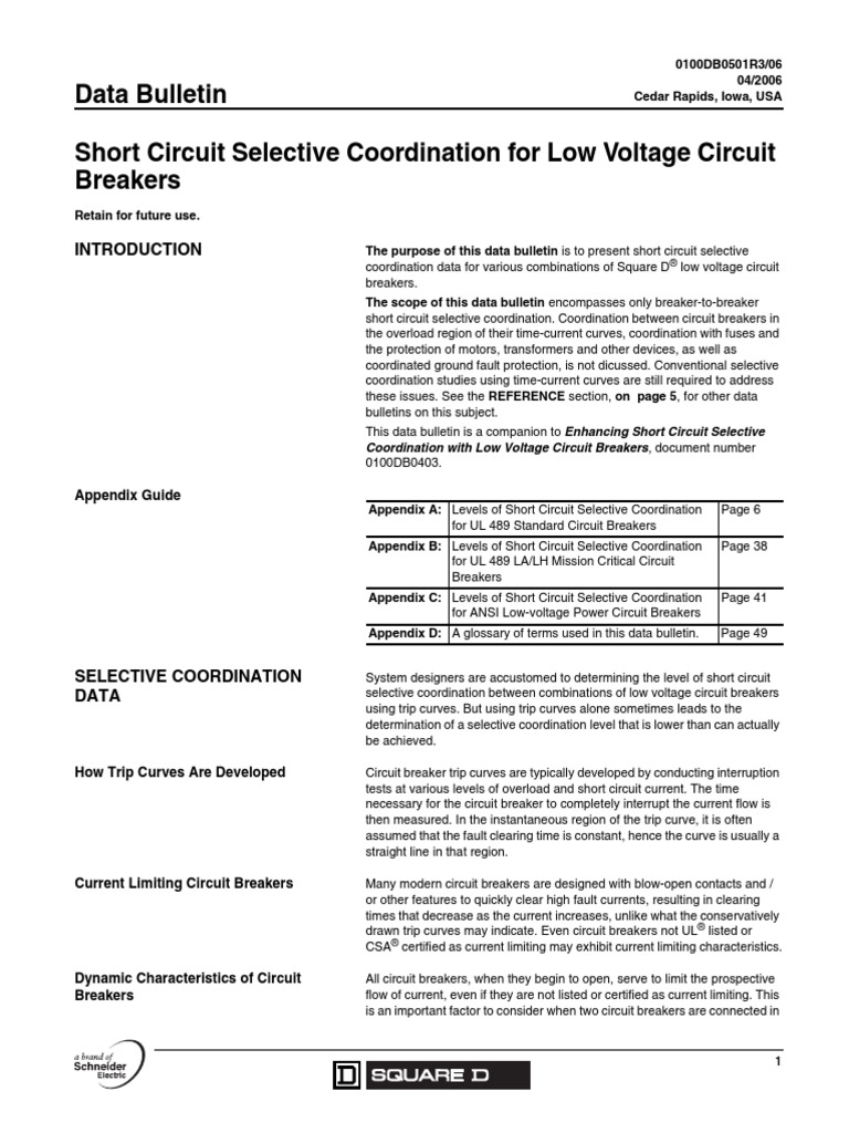 Short Circuit Selective Coordination For Low Voltage | PDF | Electric Power | Electrical Components