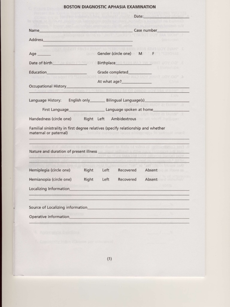 Assessing Discourse Abilities: A Case Study Using the Boston Diagnostic ...