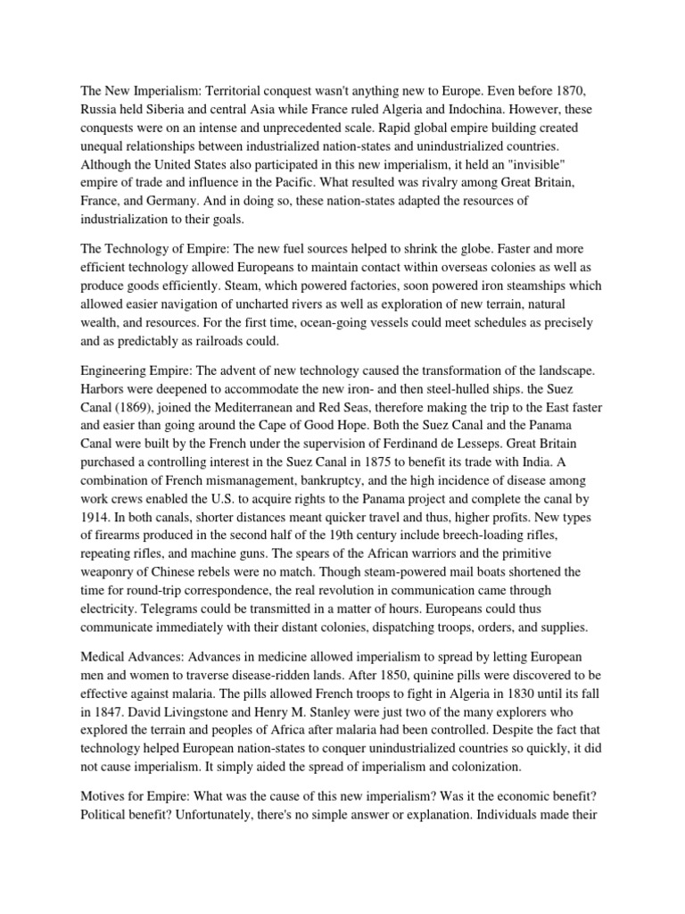 The New Imperialism: Causes and Effects | PDF