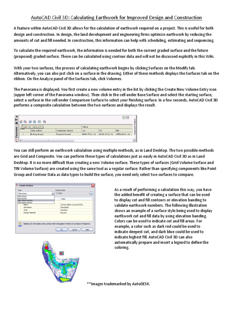AutoCAD Civil 3D-Earthwork Calculation | PDF