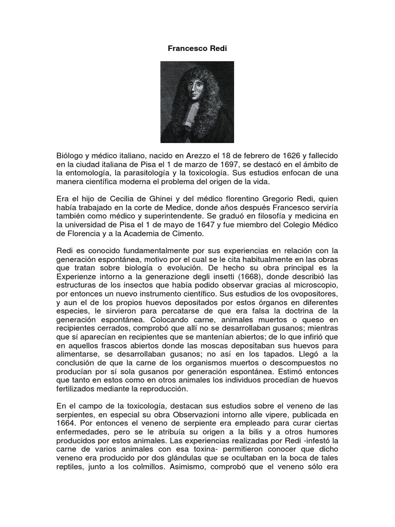 Francesco Redi | PDF | Biología | Science