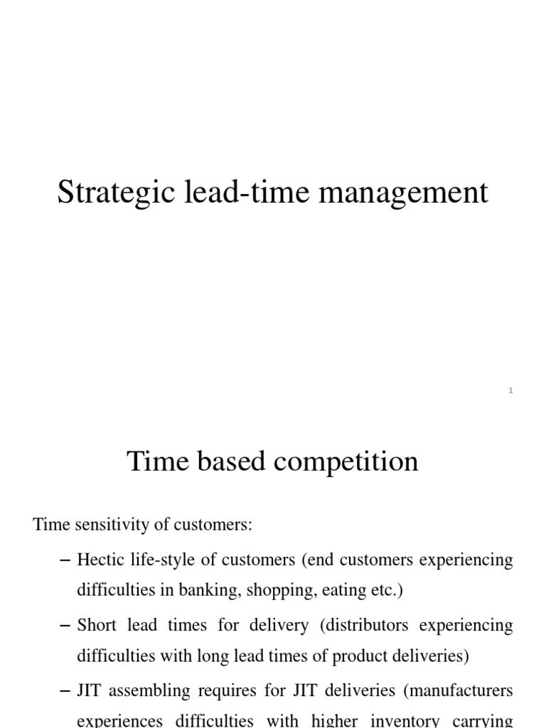 9 Unit IV Strategic Lead Time Management | PDF | Inventory | Logistics