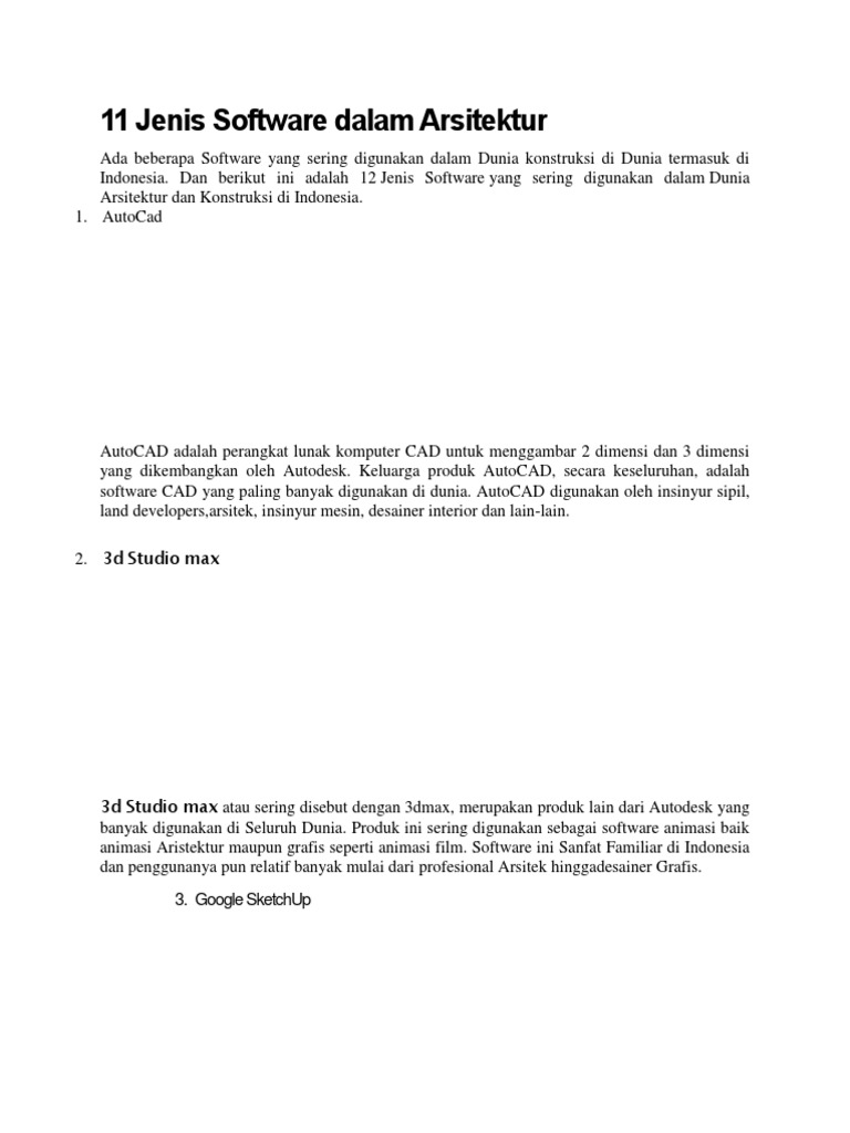 11 Jenis Software Dalam Arsitektur | PDF