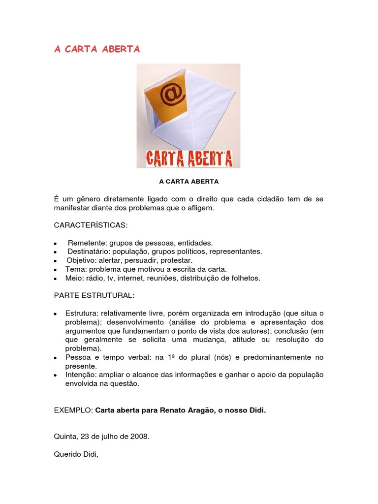 A Carta Aberta | PDF | Escolas | Humano