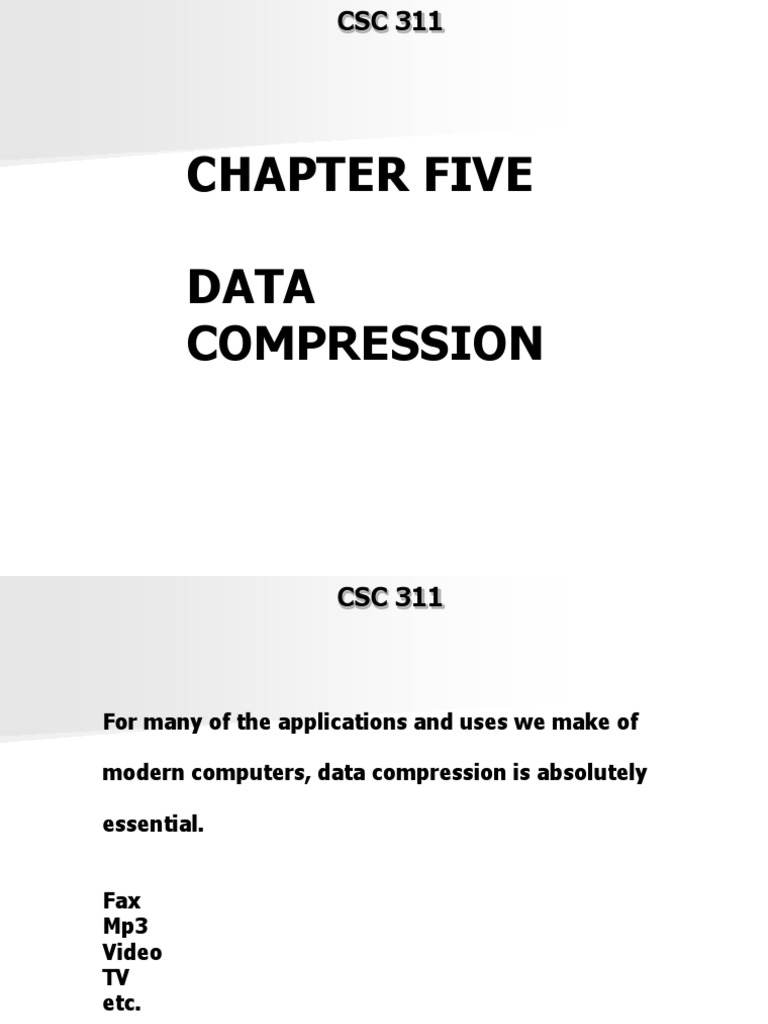 Chapter Five Data Compression | Download Free PDF | Data Compression | Computer Data
