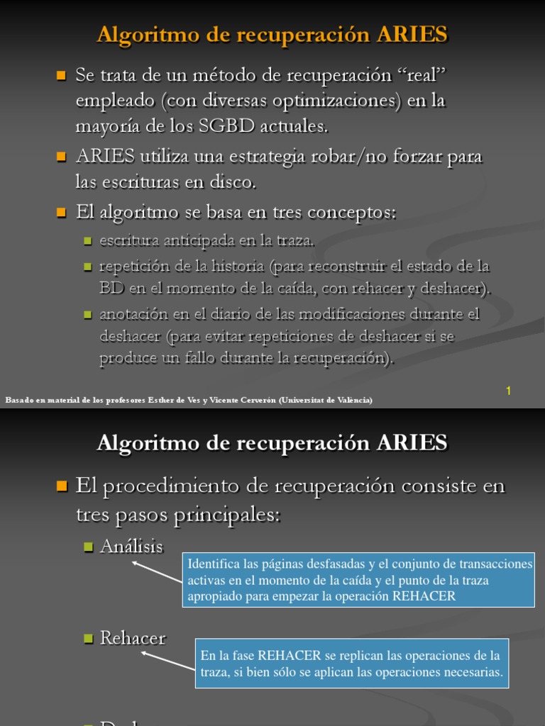 Algoritmo ARIES | PDF | Algoritmos | Bases de datos