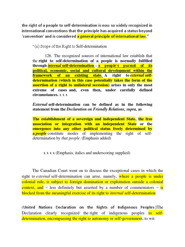 The Right of A People To Self | PDF | Self Determination | Autonomy