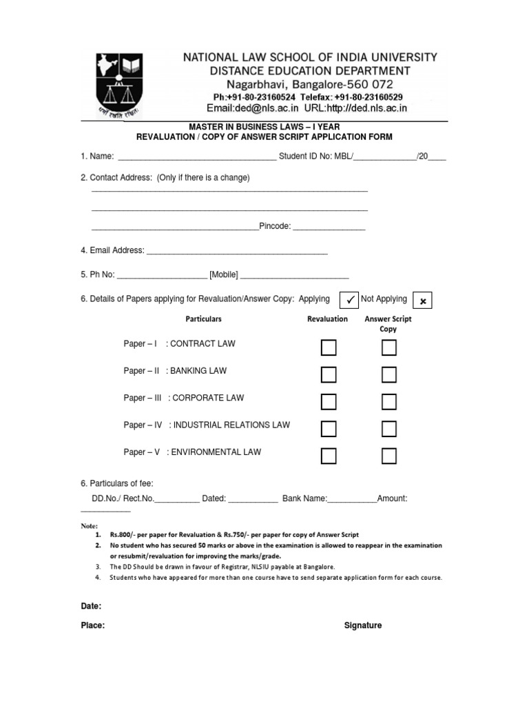 Master In Business Laws I Year Revaluation Copy Of Answer Script