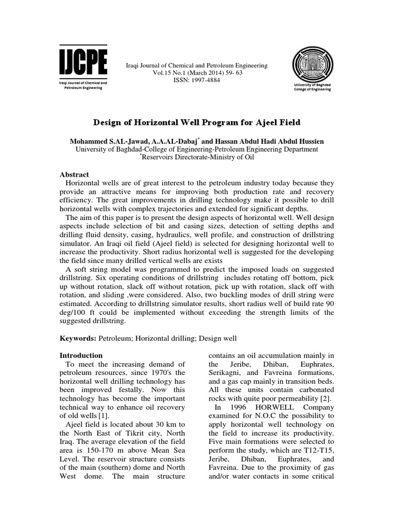 Ajeel Field Well Design Example | PDF | Casing (Borehole) | Oil Well
