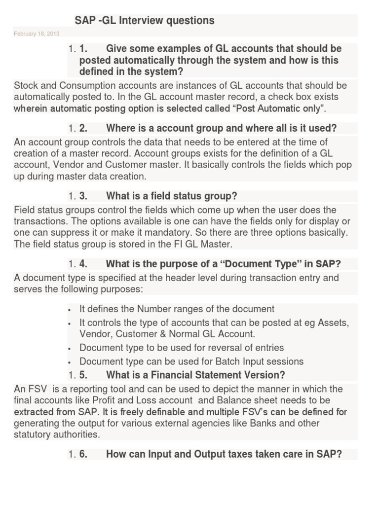 GL Interview Questions | PDF | Financial Transaction | Payments