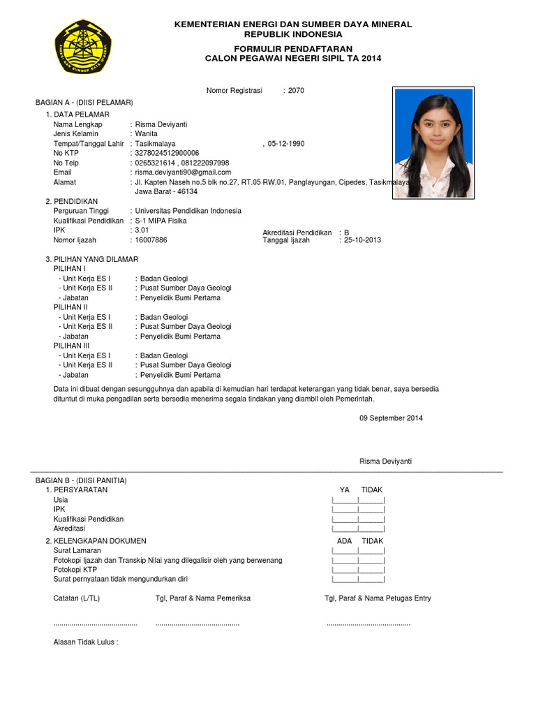 Formulir Pendaftaran | PDF | Sains & Matematika