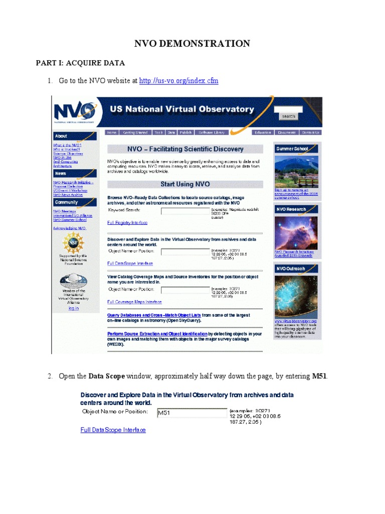 Nvo Demonstration: 1. Go To The NVO Website at | PDF | Zip (File Format ...