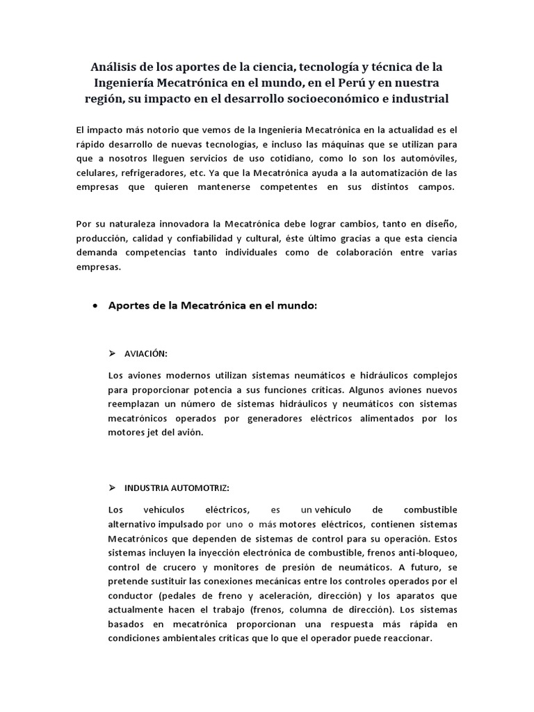 Ensayo Del Análisis de Los Aportes de La Ciencia Tecnológica y Ciencia ...