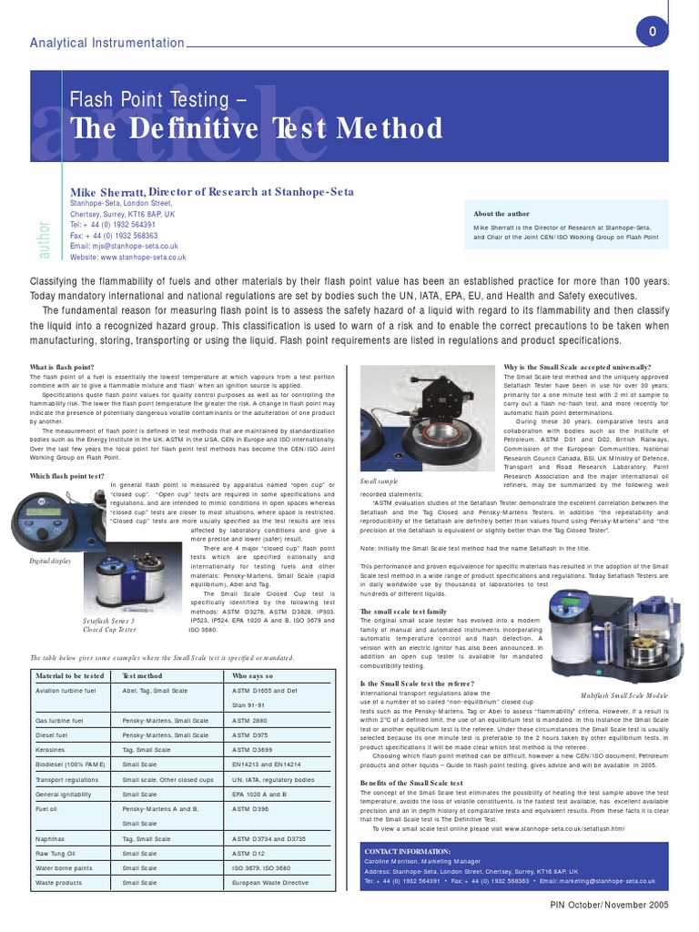 Flashpoint Test Method | PDF | Diesel Fuel | Chemistry