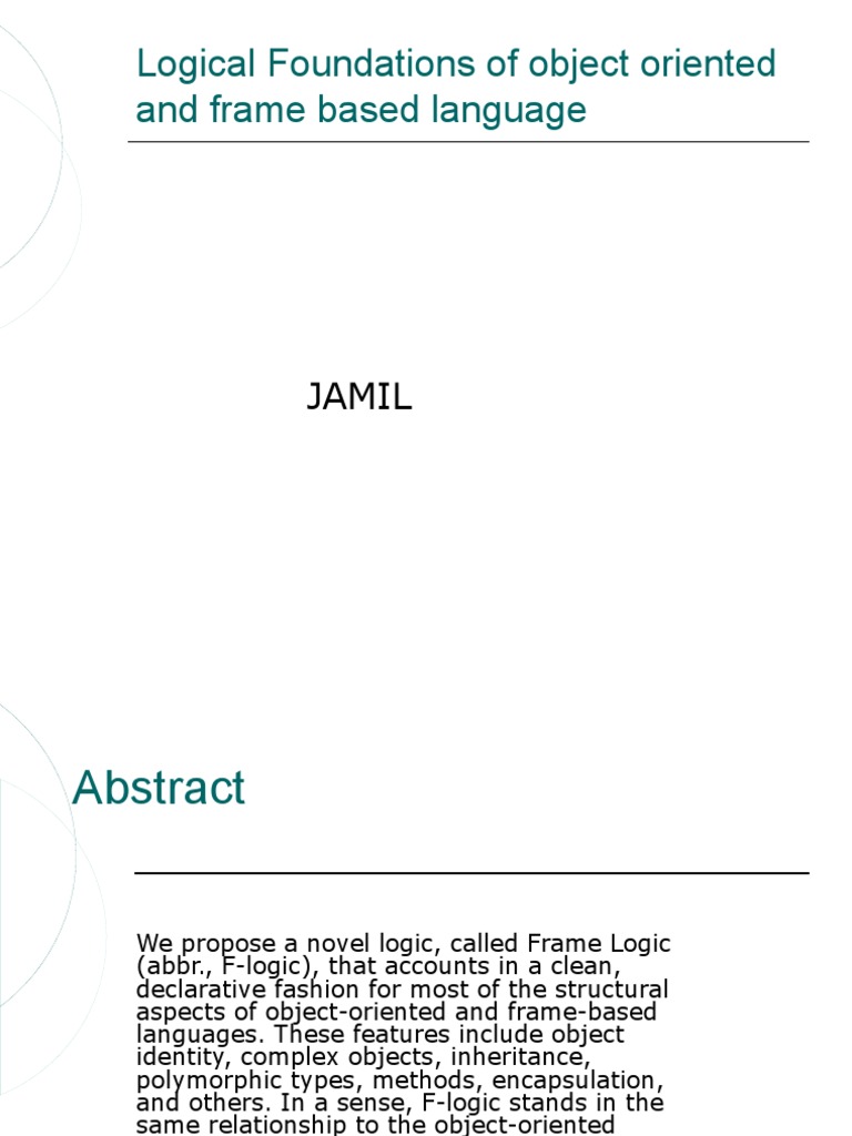 Logical Foundations of Object Oriented and Frame Based Language | PDF | Object Oriented ...