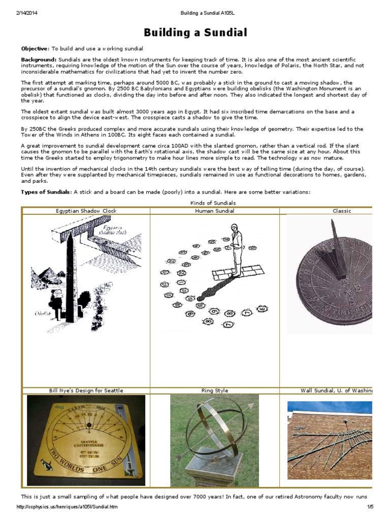 Building A Sundial A105L | PDF | Nature